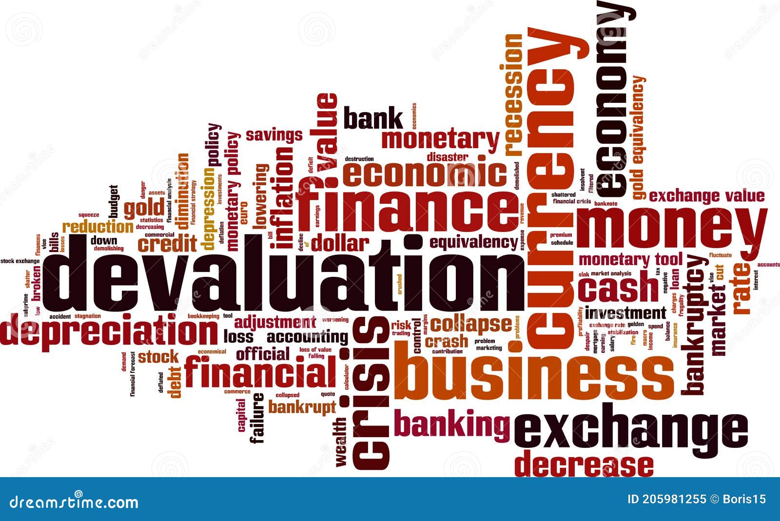 Devaluation word cloud stock vector. Illustration of money - 205981255
