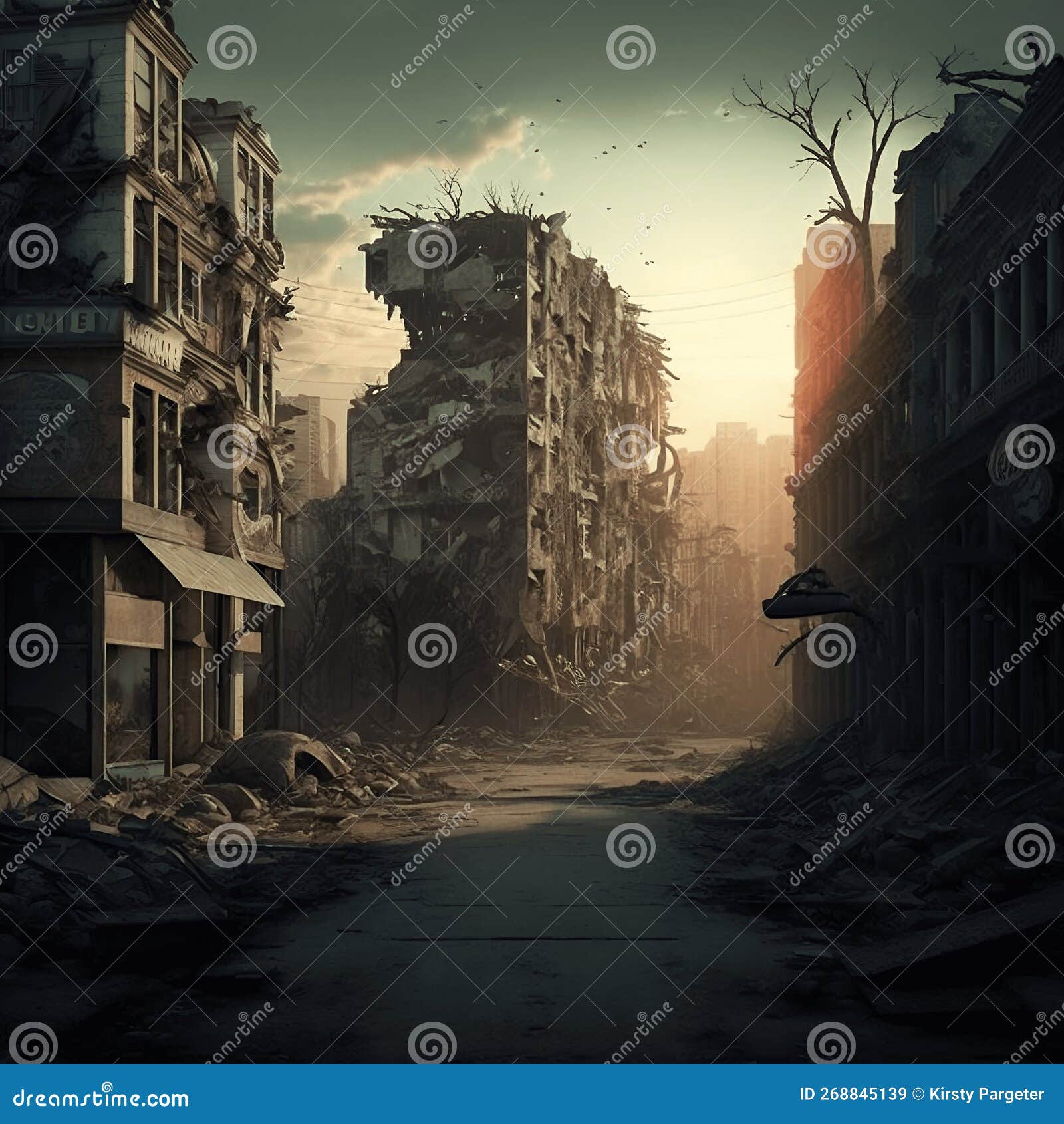 Devastated City in the Aftermath of an Earthquake Stock Illustration ...