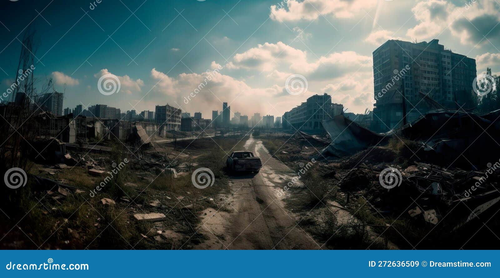 Devastated Cityscape: the Aftermath of War Generative AI Stock ...