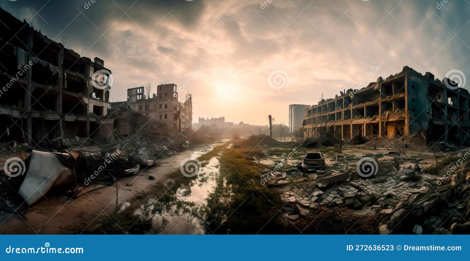 Devastated Cityscape: the Aftermath of War Generative AI Stock ...