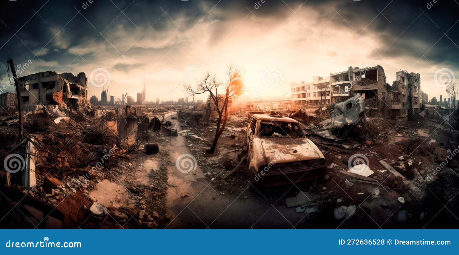 Devastated Cityscape: the Aftermath of War Generative AI Stock ...