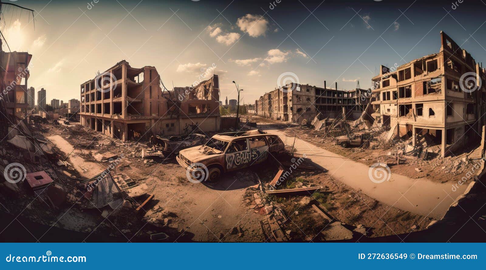 Devastated Cityscape: the Aftermath of War Generative AI Stock ...