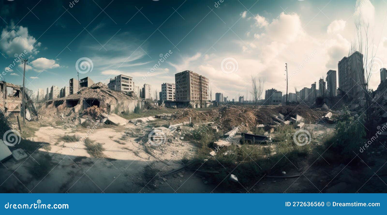 Devastated Cityscape: the Aftermath of War Generative AI Stock ...