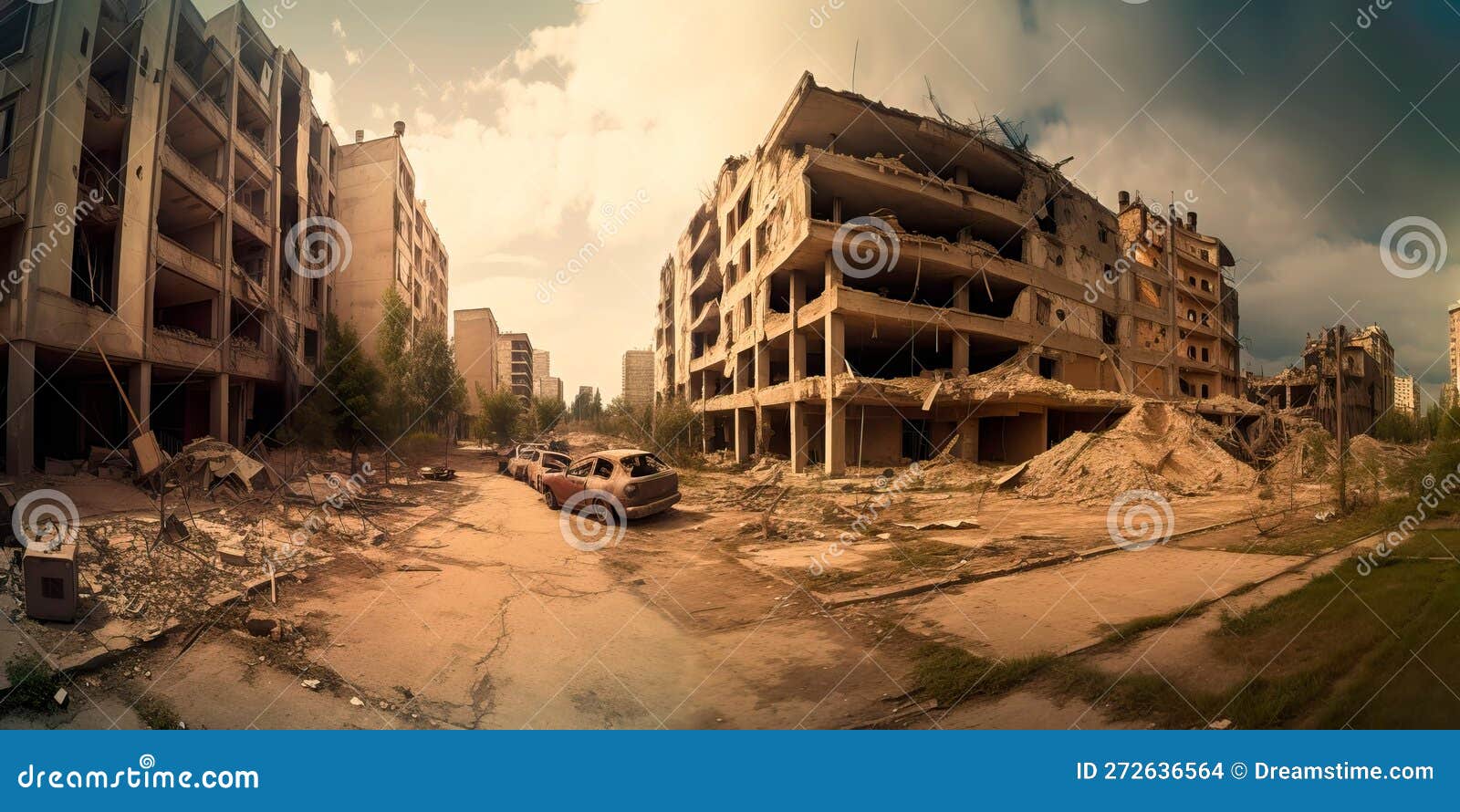 Devastated Cityscape: the Aftermath of War Generative AI Stock ...