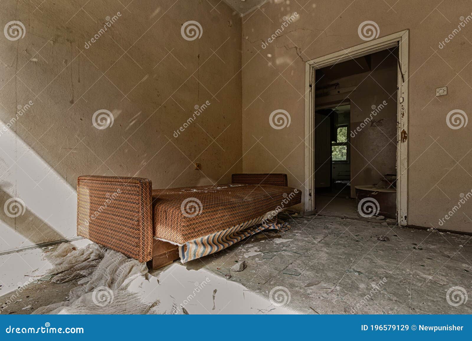 Devastated room in hotel stock image. Image of damage - 196579129