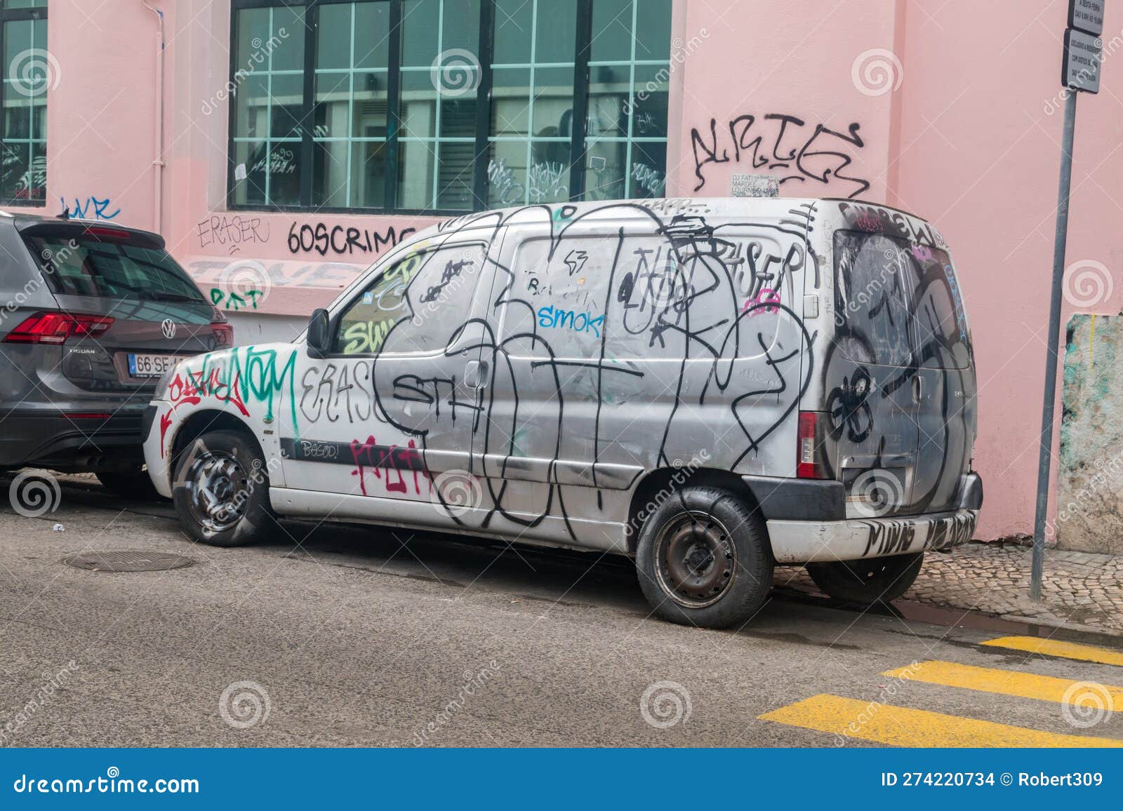 Devastated sprayed car editorial stock image. Image of outdoor - 274220734