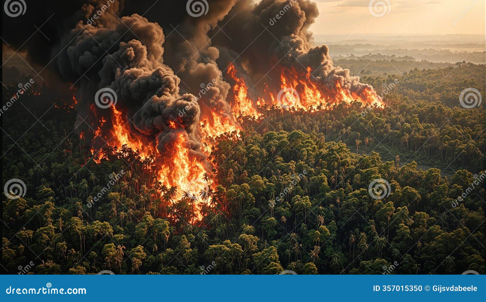 Rainforest Wildfire Environment Disaster Background. Jungle Forest ...
