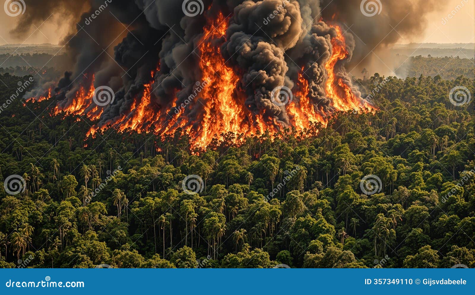 Rainforest Wildfire Environment Disaster Background. Jungle Forest ...