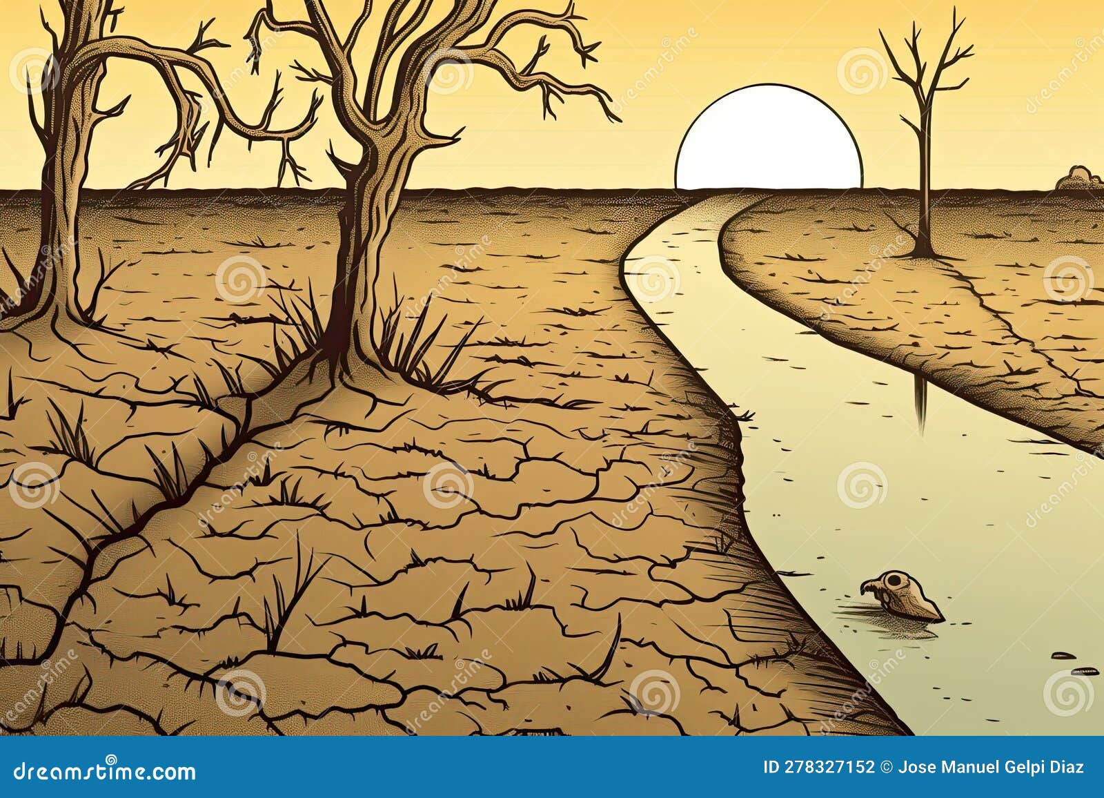 Devastating Drought Illustration. Generative AI Stock Illustration ...