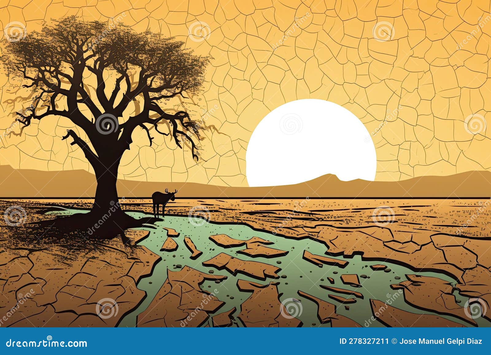 Devastating Drought Illustration. Generative AI Stock Illustration ...