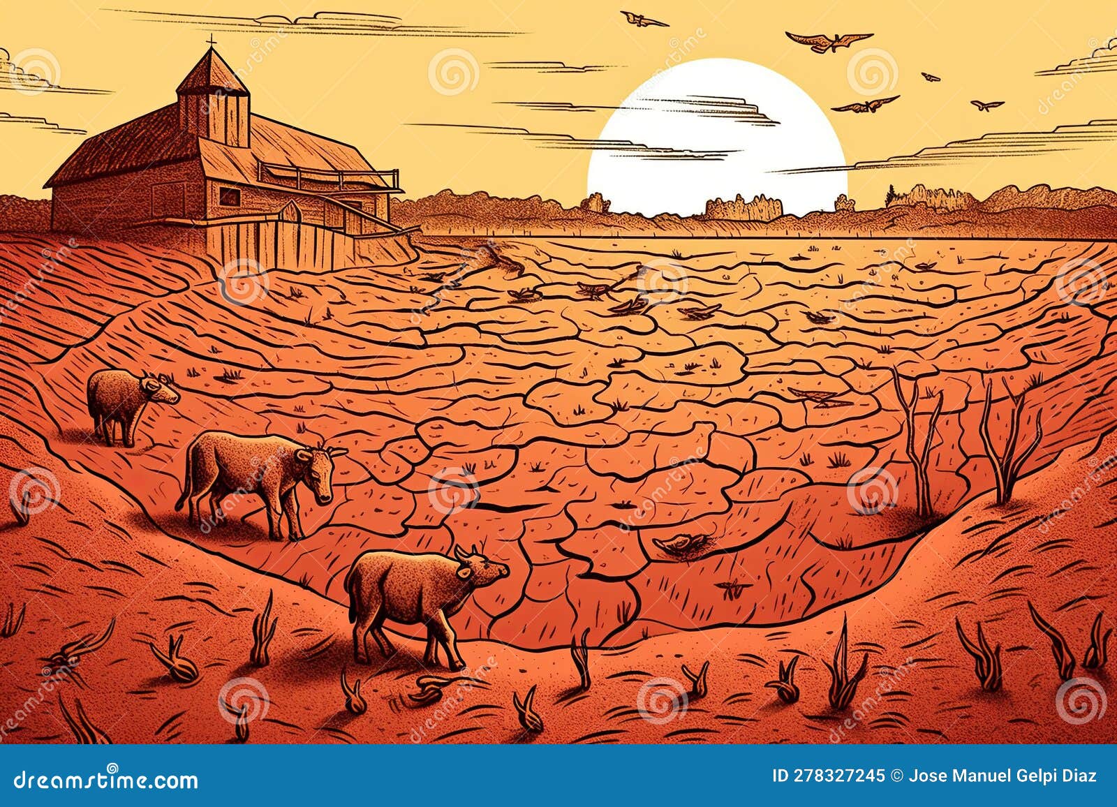 Devastating Drought Illustration. Generative AI Stock Illustration ...
