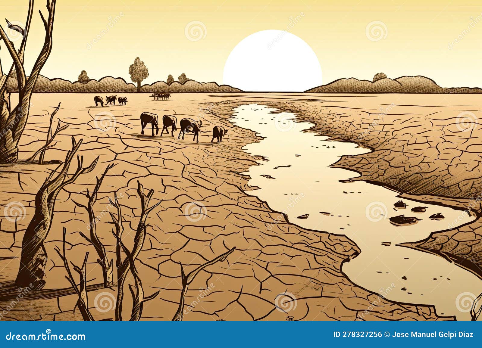 Devastating Drought Illustration. Generative AI Stock Illustration ...