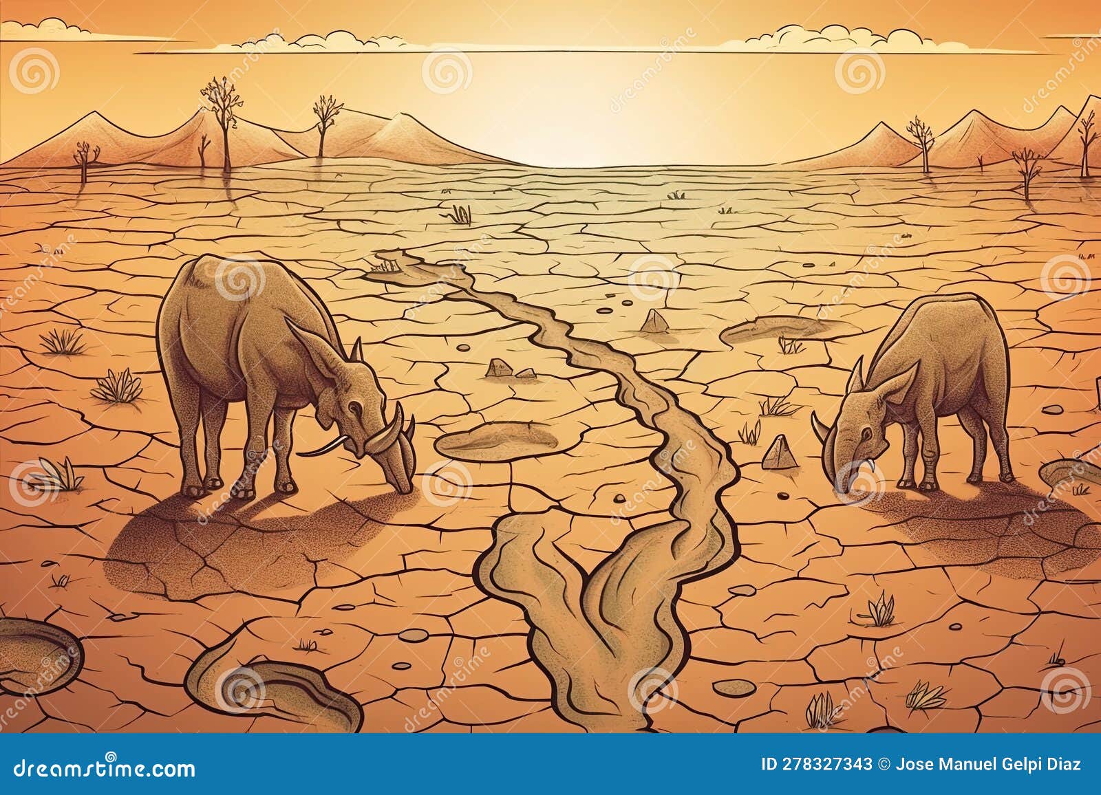 Devastating Drought Illustration. Generative AI Stock Illustration ...