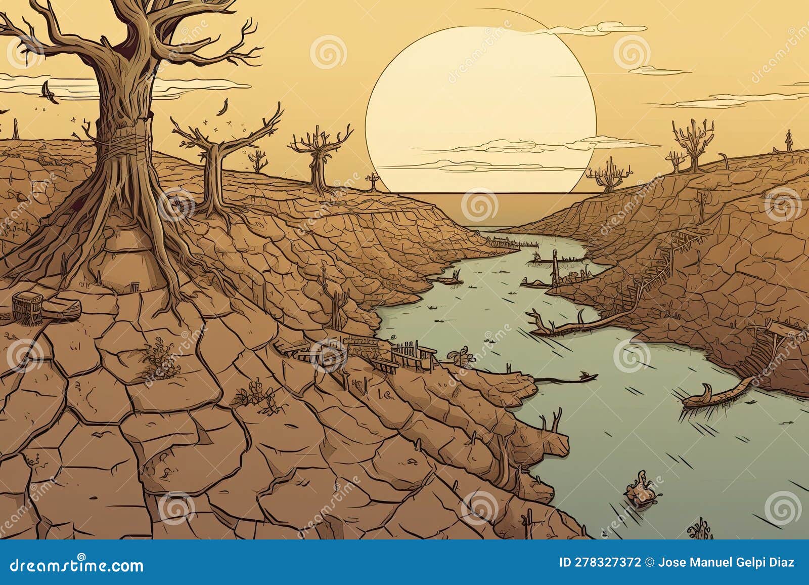 Devastating Drought Illustration. Generative AI Stock Illustration ...