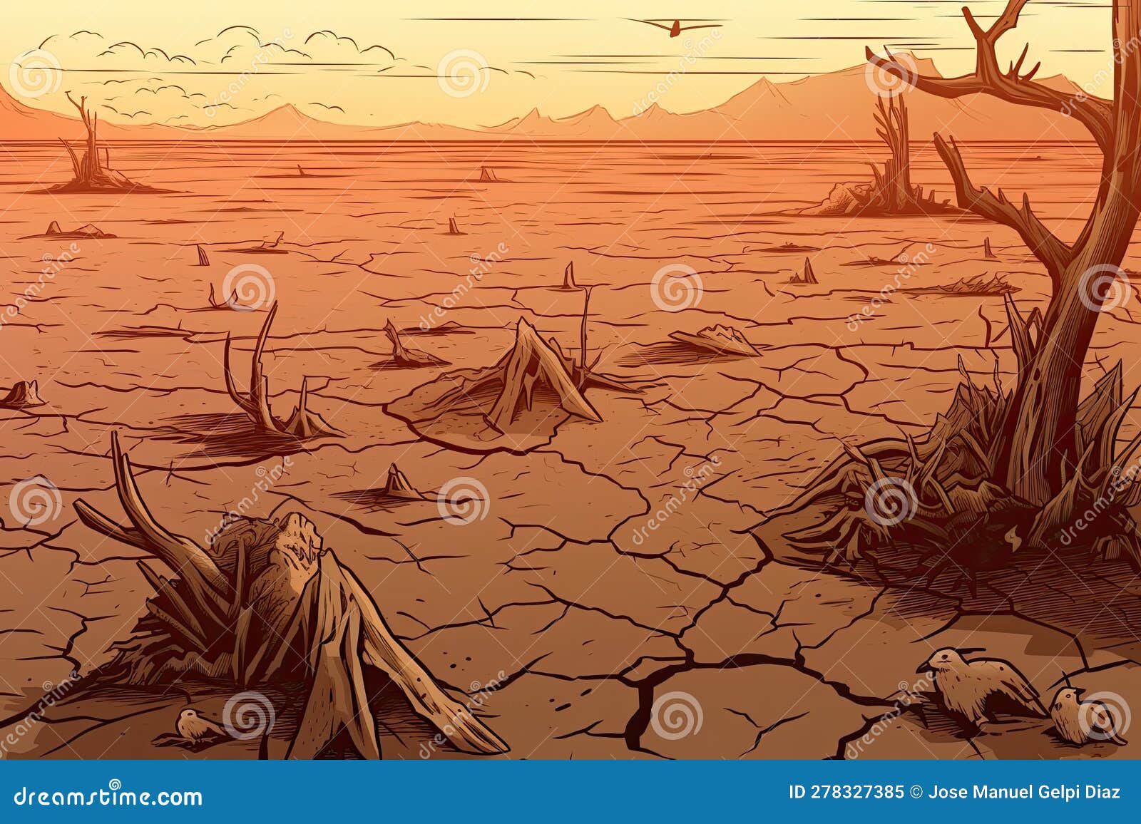 Devastating Drought Illustration. Generative AI Stock Illustration ...