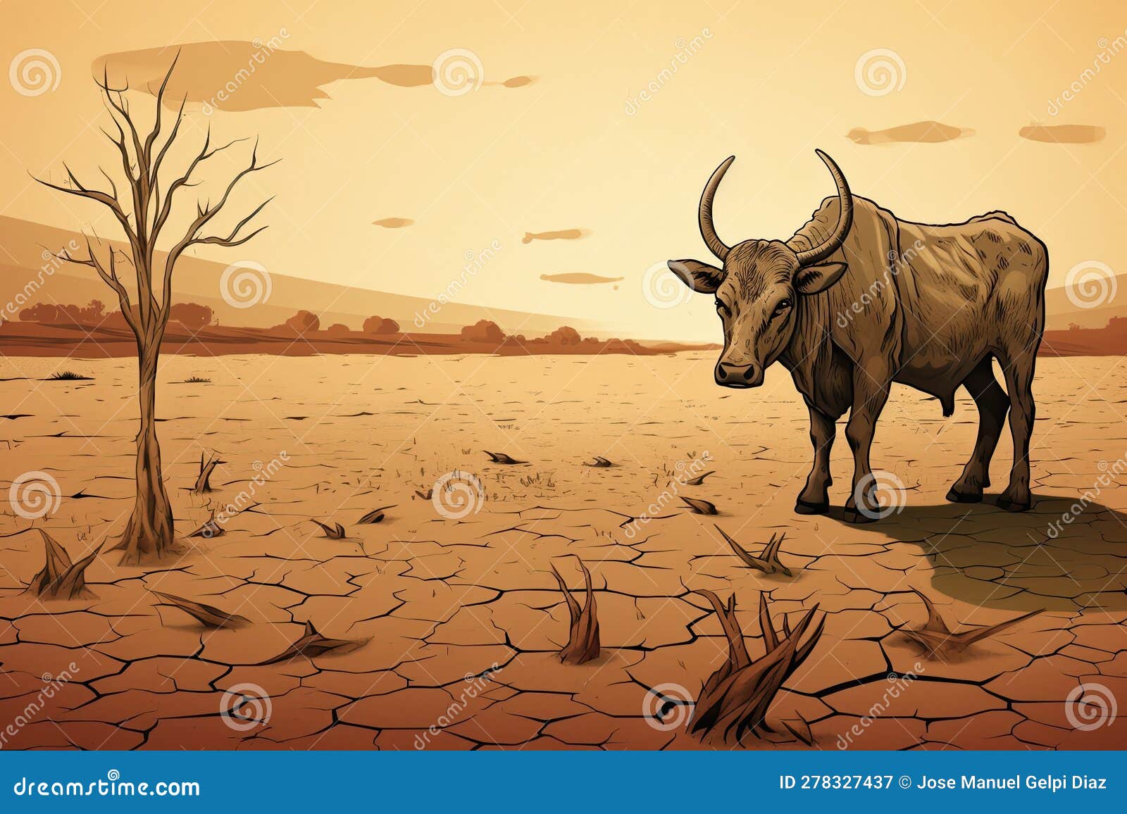 Devastating Drought Illustration. Generative AI Stock Illustration ...