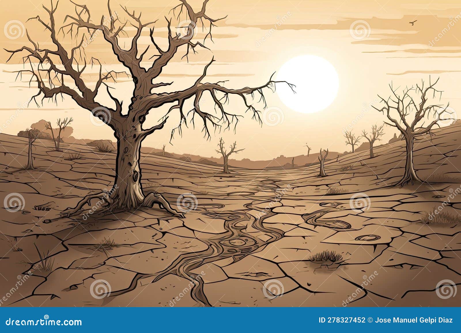 Devastating Drought Illustration. Generative AI Stock Illustration ...
