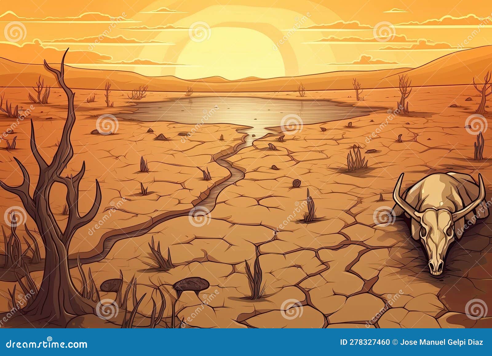 Devastating Drought Illustration. Generative AI Stock Illustration ...