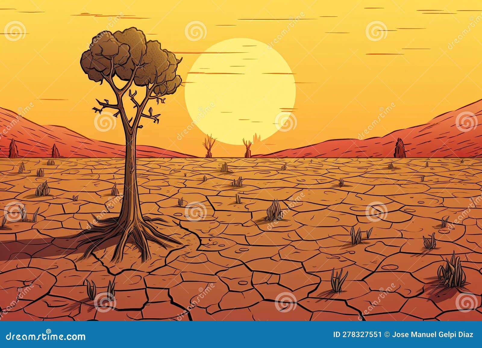 Devastating Drought Illustration. Generative AI Stock Illustration ...