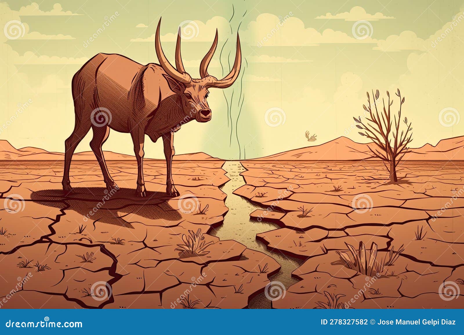Devastating Drought Illustration. Generative AI Stock Illustration ...