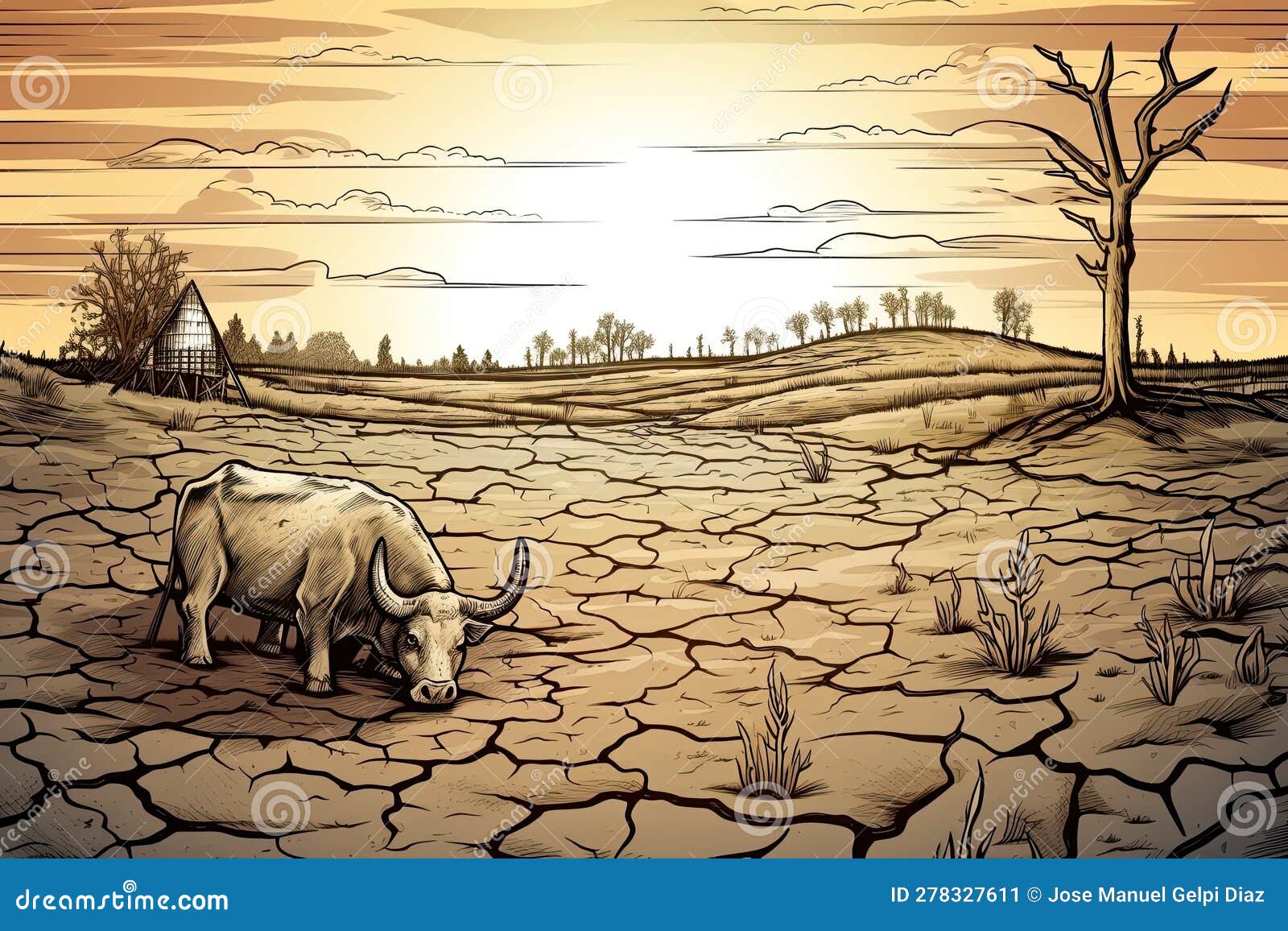 Devastating Drought Illustration. Generative AI Stock Illustration ...