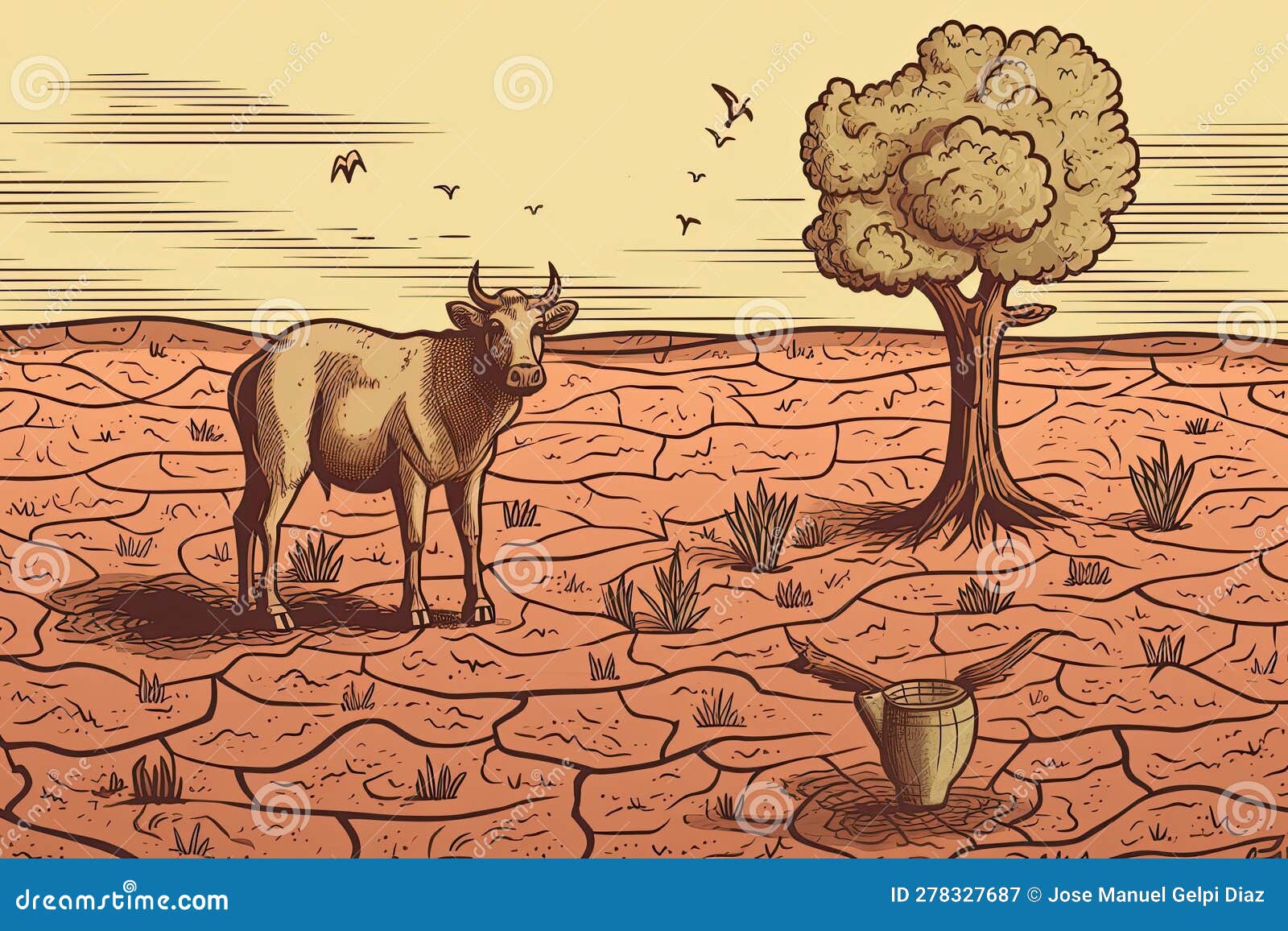 Devastating Drought Illustration. Generative AI Stock Illustration ...
