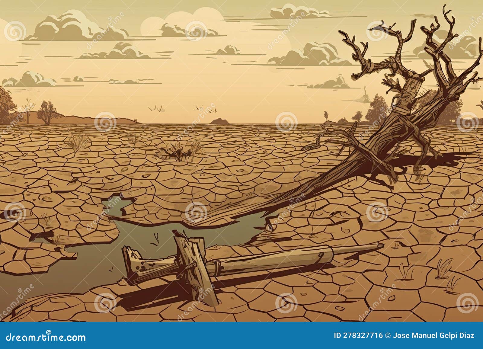 Devastating Drought Illustration. Generative AI Stock Illustration ...