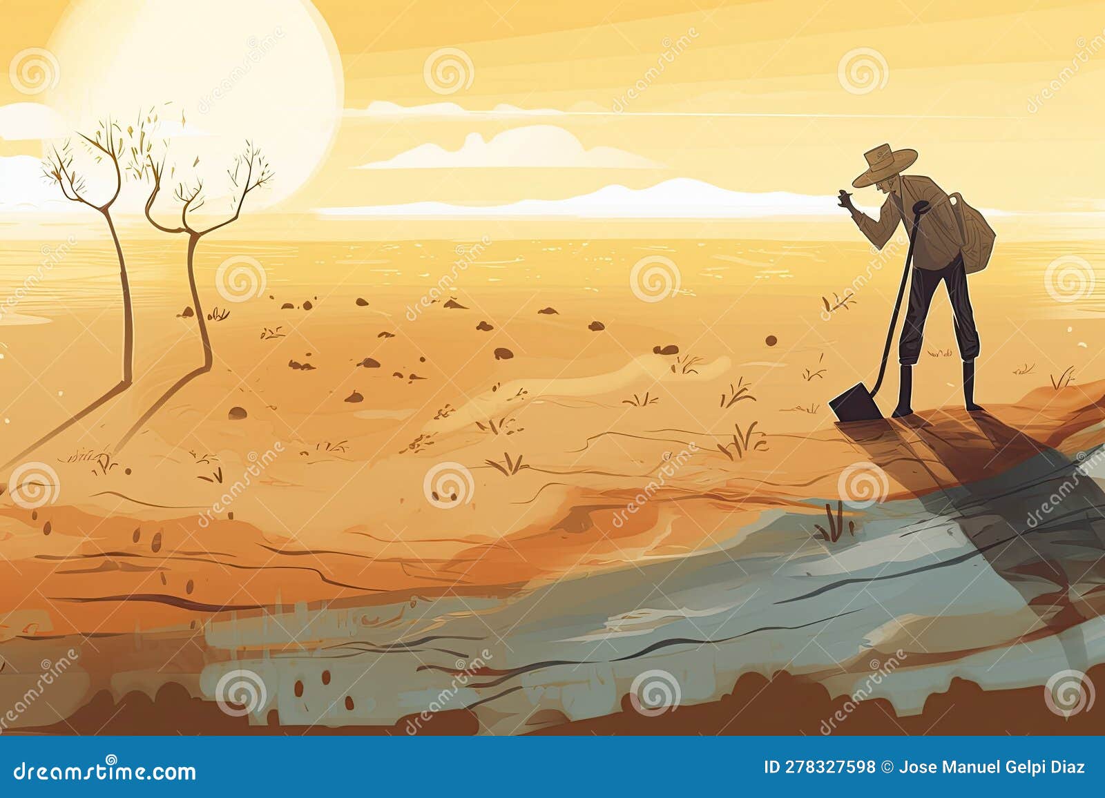 Devastating Drought Illustration. Generative AI Stock Illustration ...