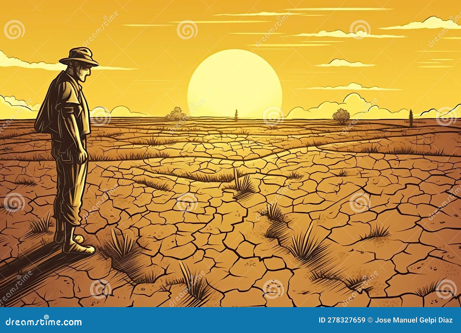 Devastating Drought Illustration. Generative AI Stock Illustration ...