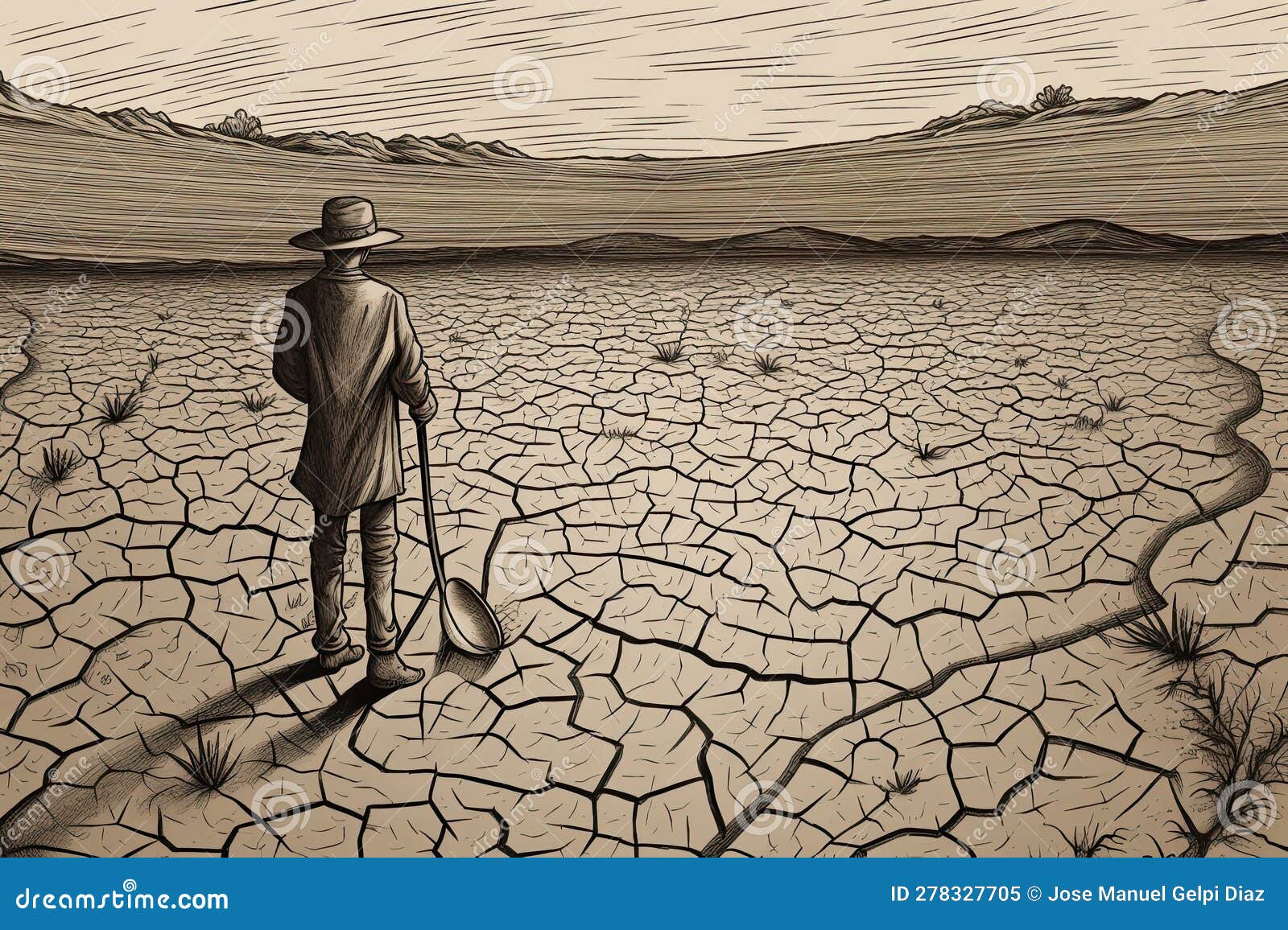 Devastating Drought Illustration. Generative AI Stock Illustration ...