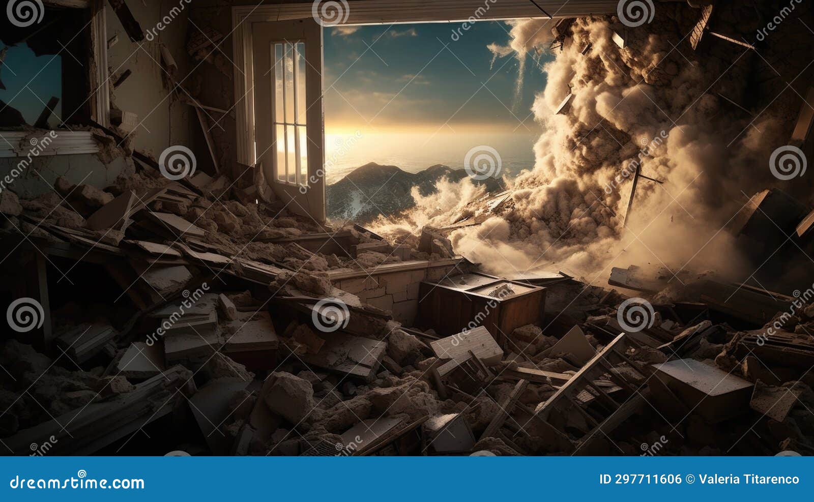 Aftermath Of A House Fire. Matches On Cold Ashes With A Teddy Bear In ...