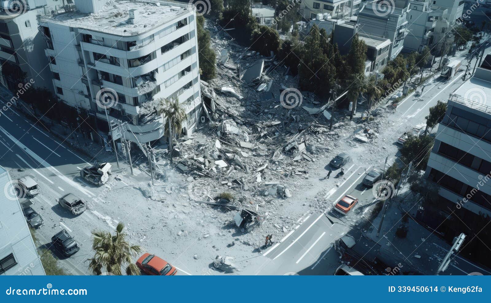 Devastating Earthquake Damage Showing Collapsed Buildings and Debris ...