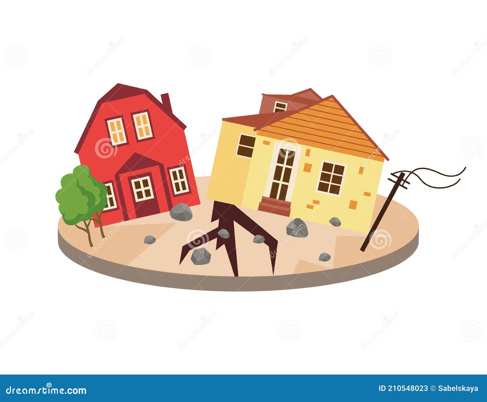 Devastating Effects of an Earthquake Disaster Flat Vector Illustration ...