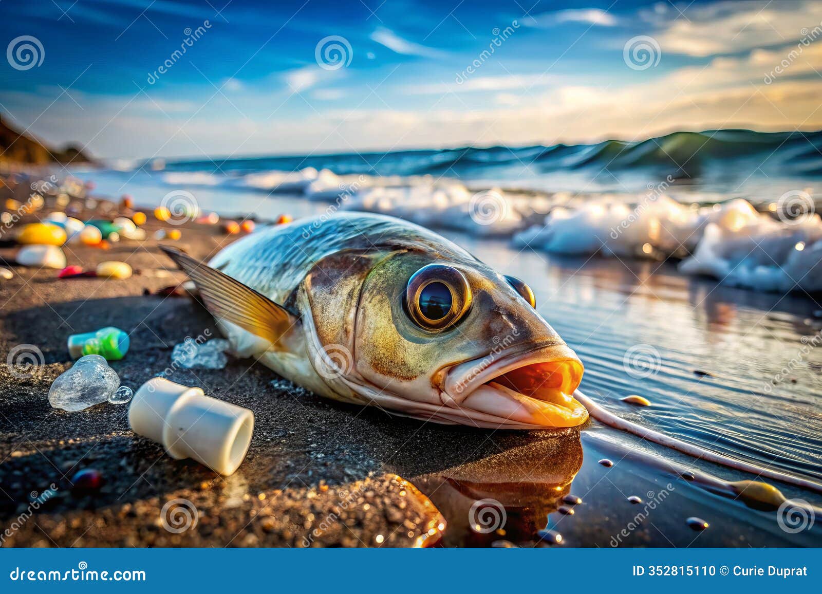Devastating Environmental Impact Dead Fish on a Polluted Beach a Visual ...
