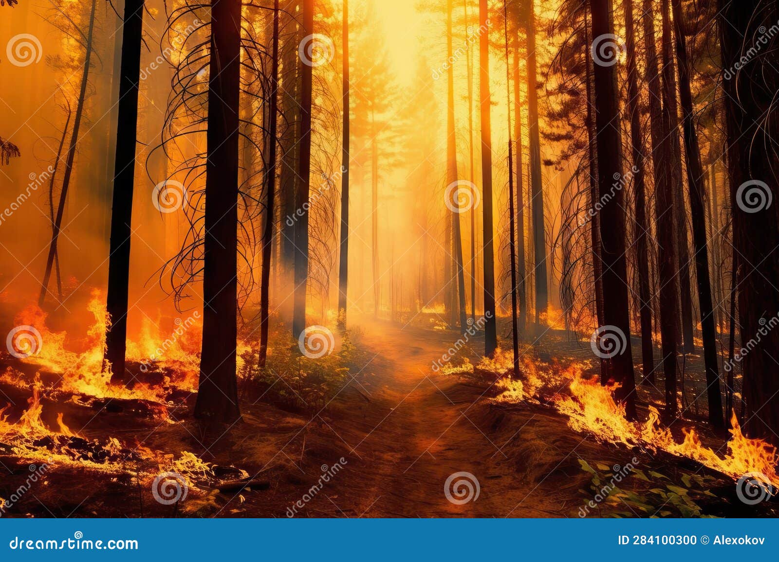 Devastating Forest Fire: Aerial View of Burning Trees and Smoke Stock ...