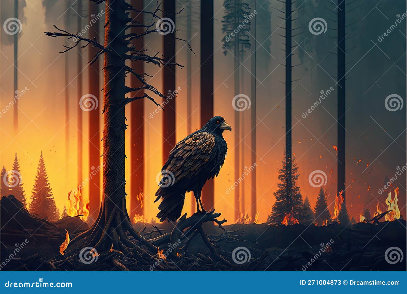 Devastating Forest Fire. Animals Affected by Wildfires. Ecological Disaster Concept Stock ...