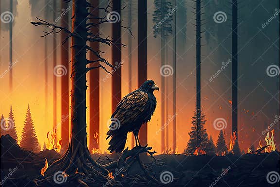 Devastating Forest Fire. Animals Affected by Wildfires. Ecological ...