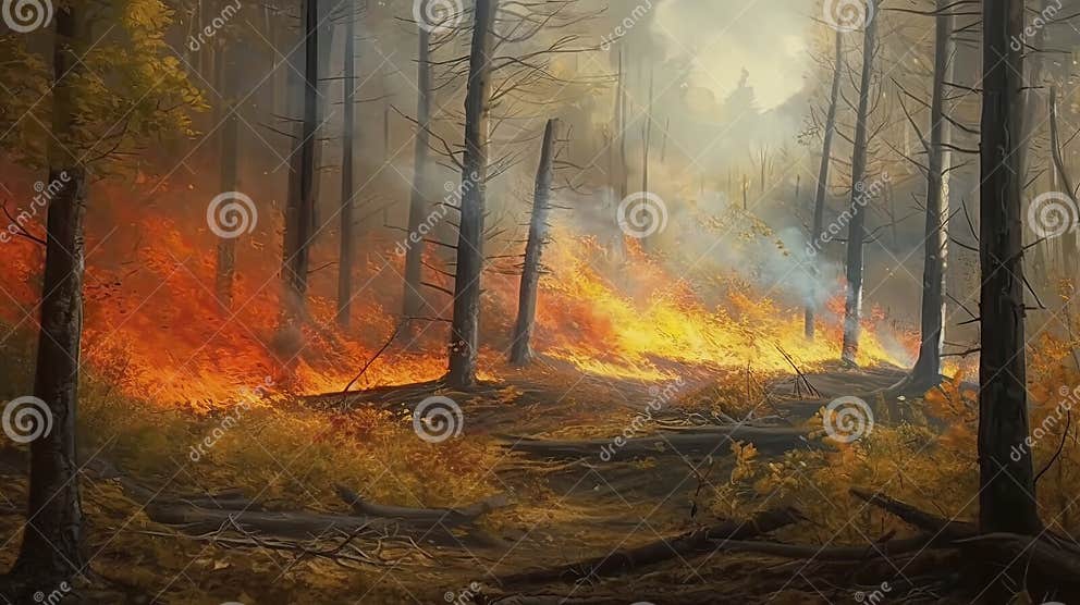 Devastating Forest Fire Engulfs Trees. Stock Image for News Articles ...