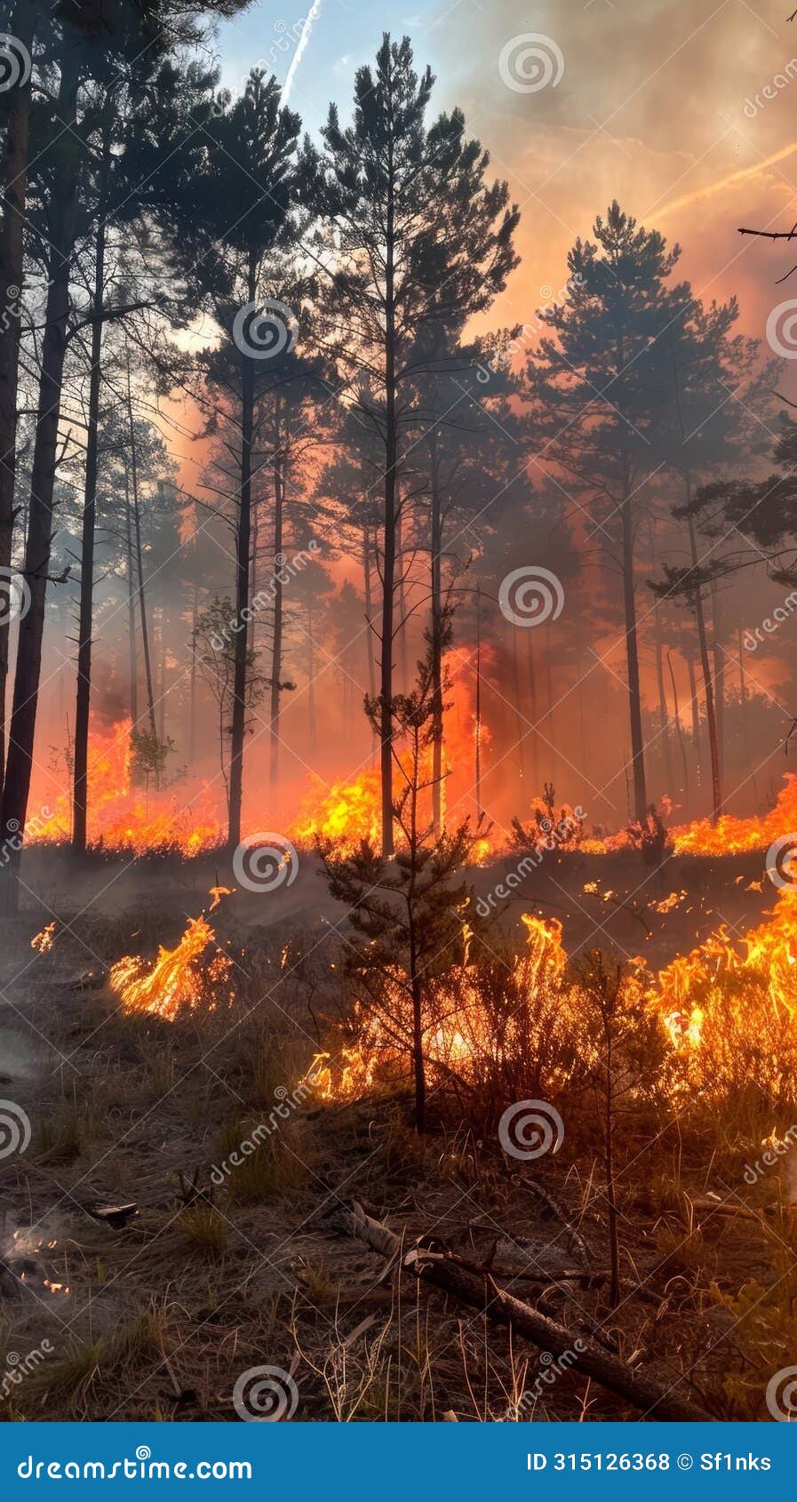 A Devastating Forest Fire Raging through the Wilderness, Consuming ...