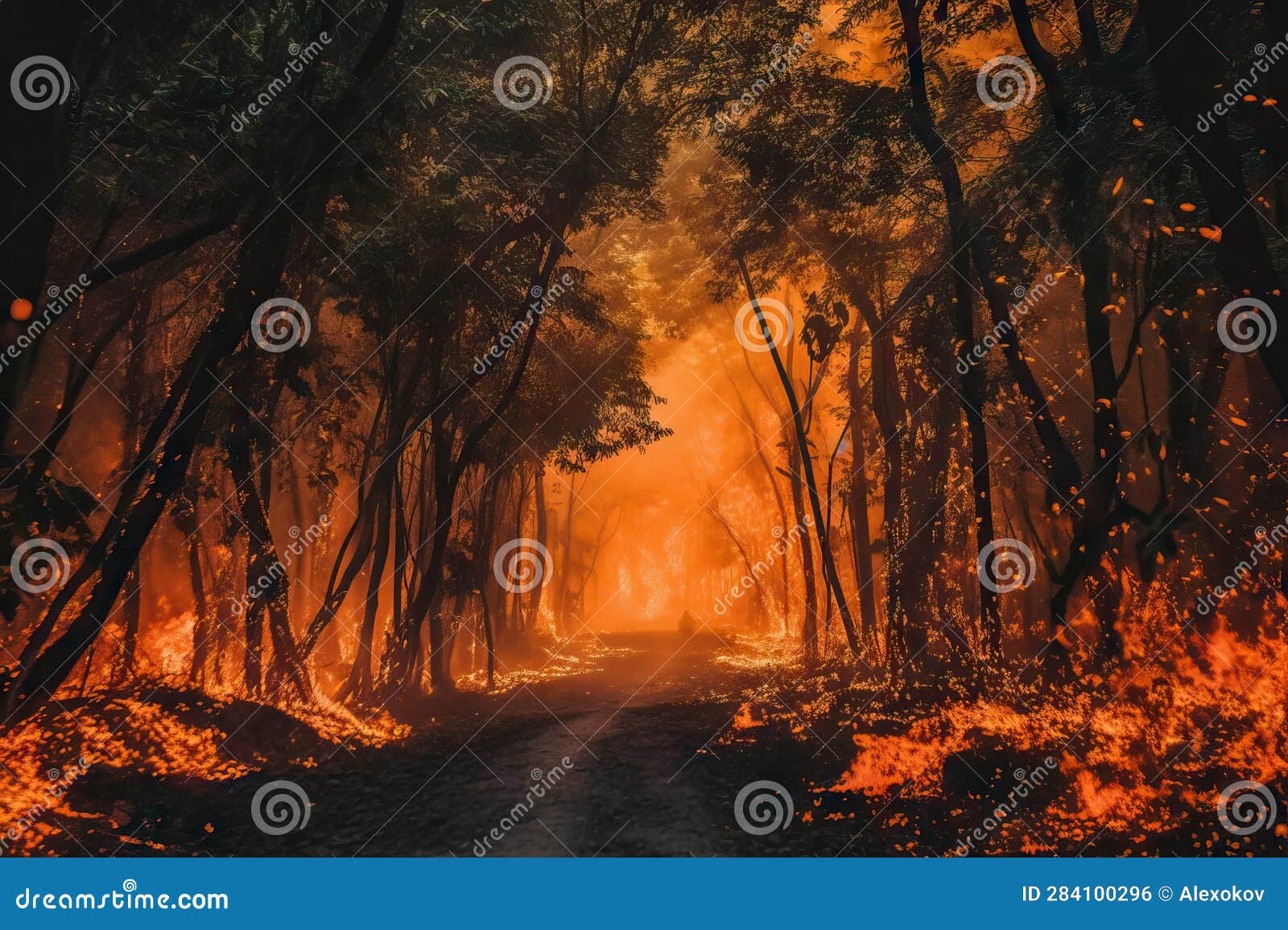 Devastating Forest Fire with Smoke and Flames Stock Illustration - Illustration of destruction ...