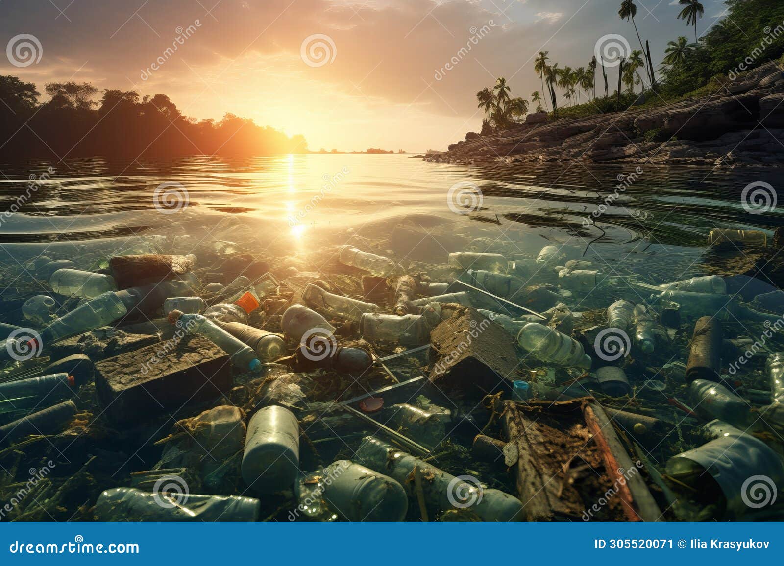 Devastating Impact. Plastic Waste Submerged, Causing Pollution in Ocean ...