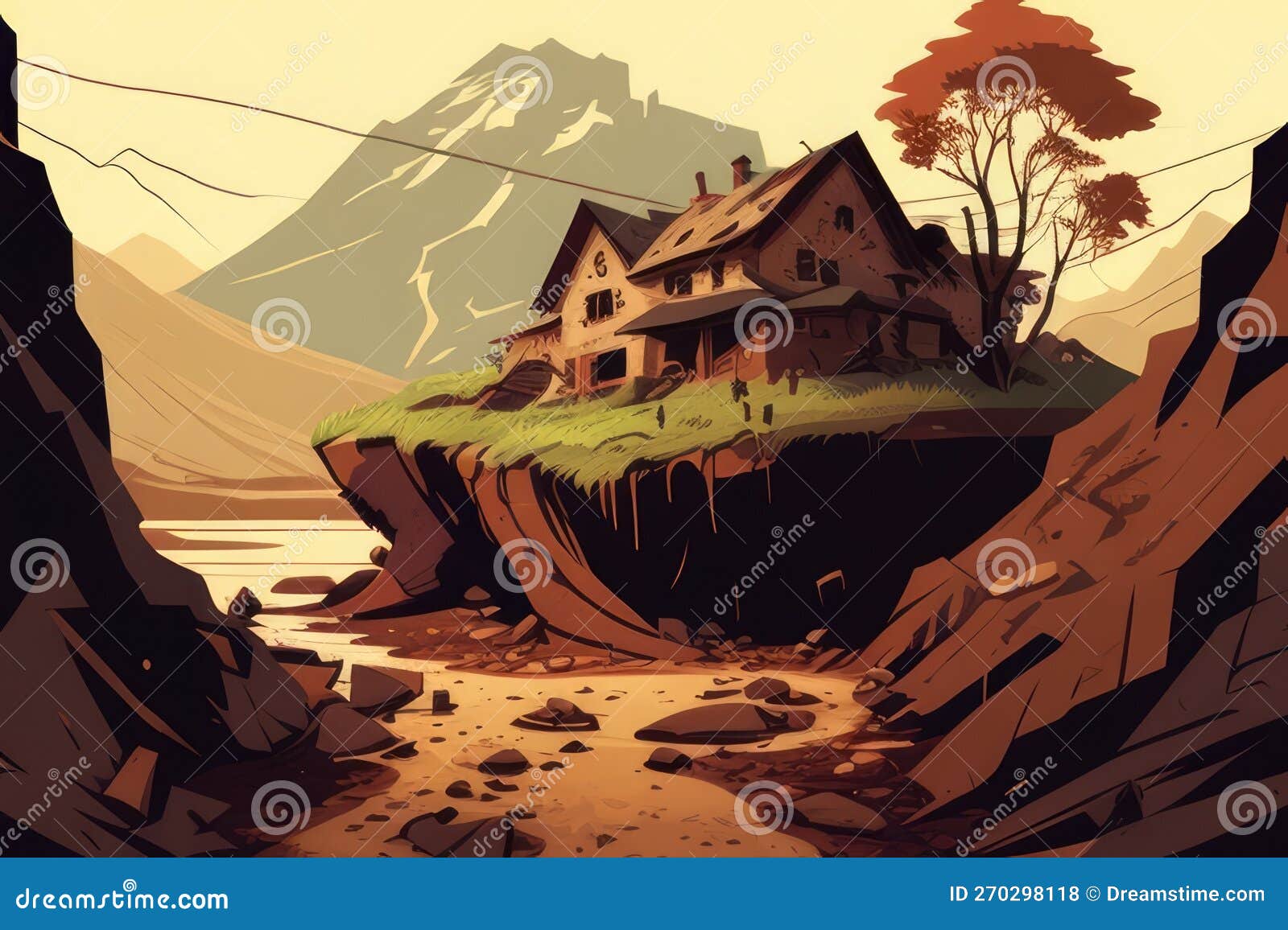 Devastating Landslide, with a Wall of Mud and Rocks Burying a Village ...