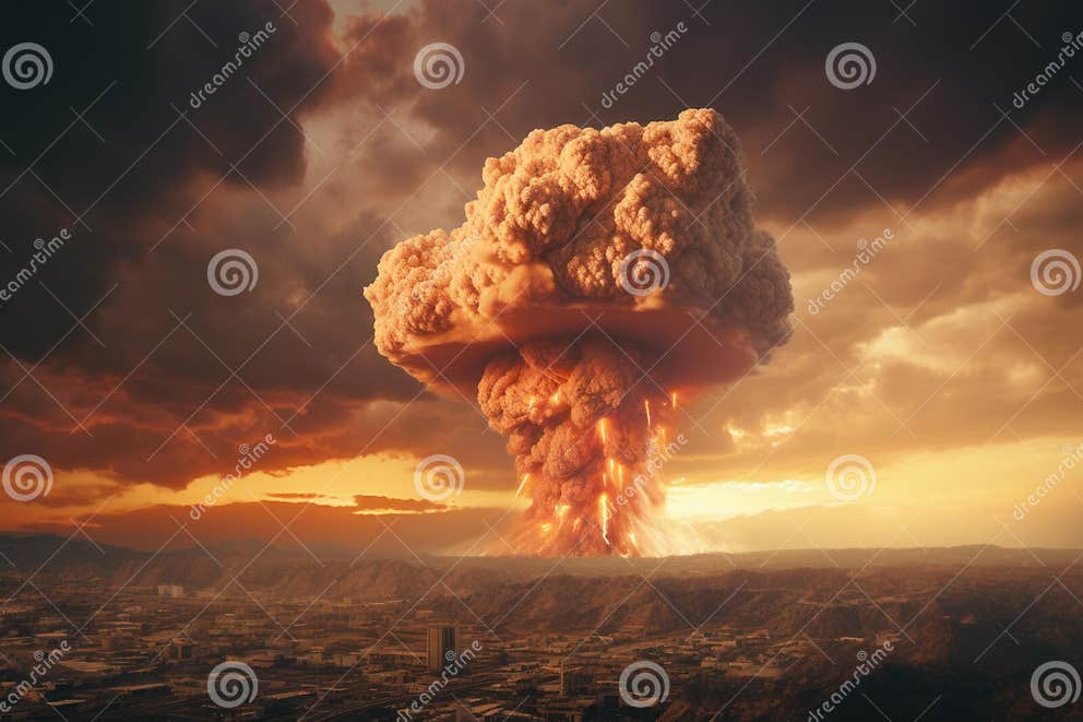 Devastating Nuclear Explosion Dramatic Smoke. Generate Ai Stock Photo ...