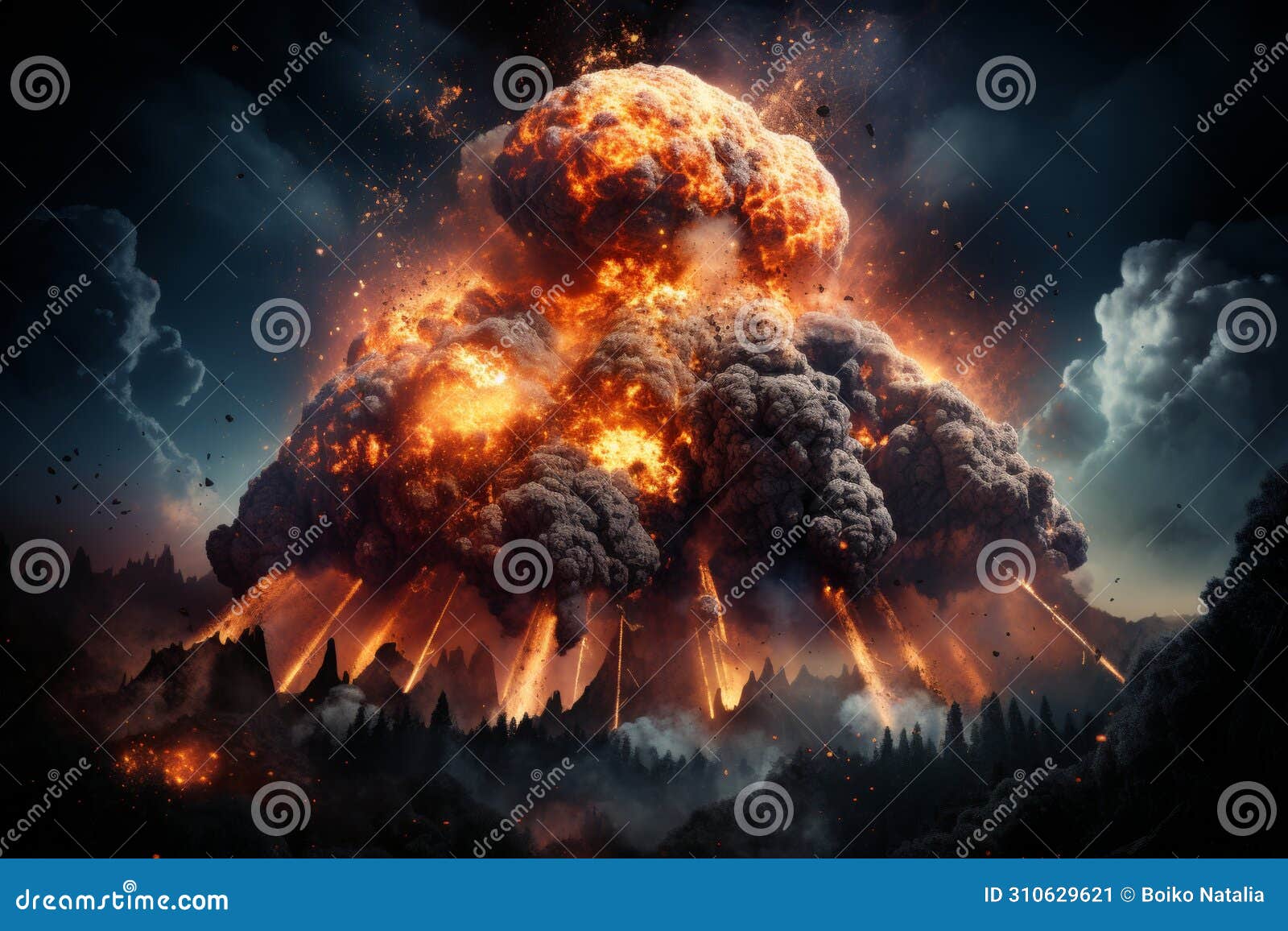 Devastating Nuclear Explosion on Planetary Surface with Fiery Red Edges ...