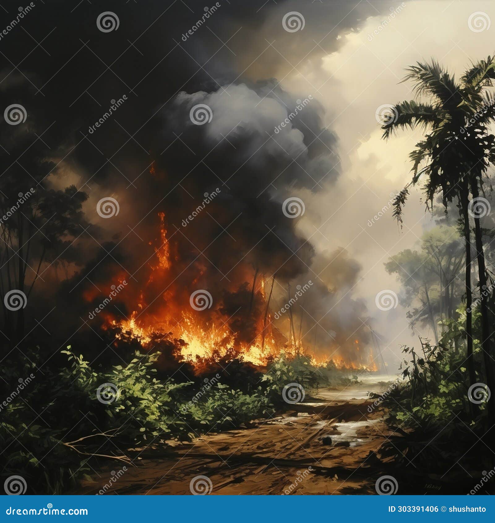 A Devastating Situation of Forest Fire Stock Illustration ...