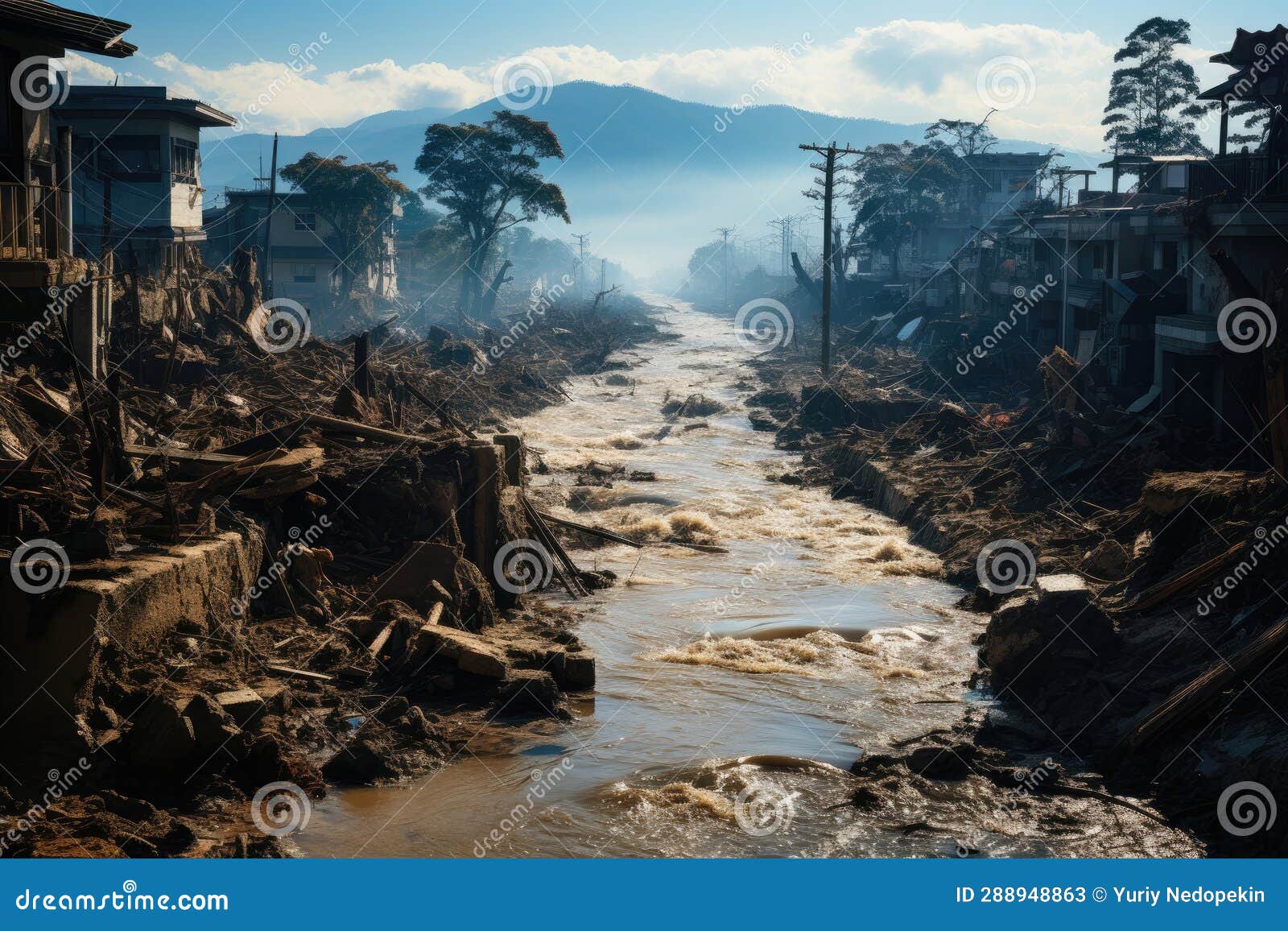 Devastating Tsunami, Portraying the Immense Destruction and Chaos Left ...