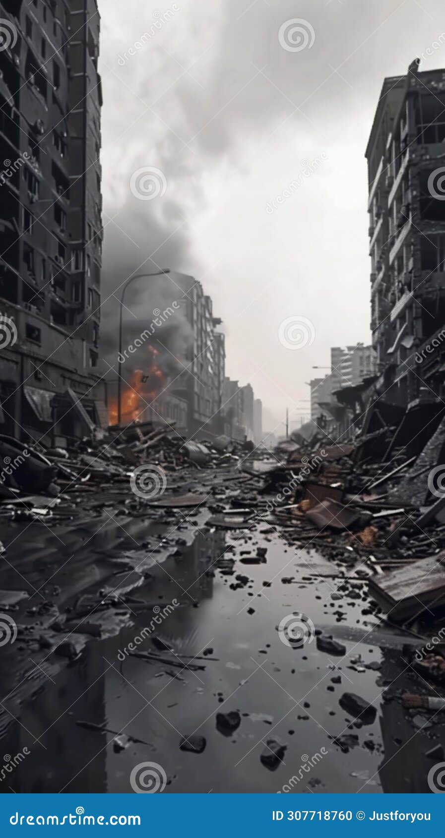 Devastating Urban Fire Aftermath In A Modern City. Generative Ai ...