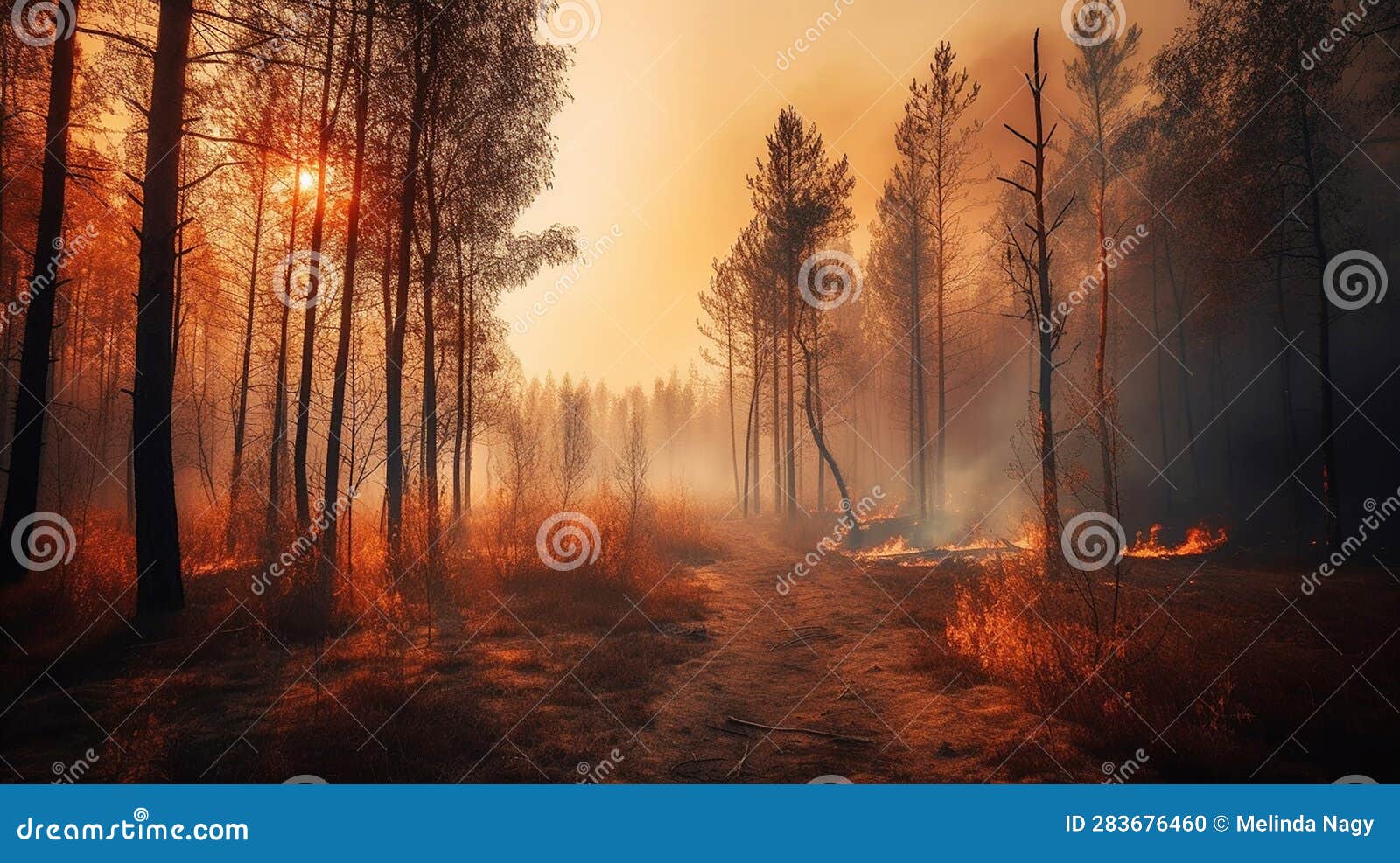 Devastating Wildfires Burning Forest Stock Photo - Image of black ...