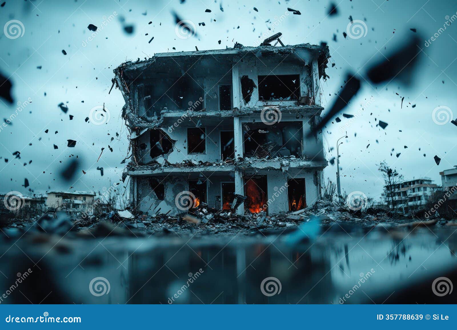 Devastation Amongst the Clouds: Debris of a Destroyed Building ...