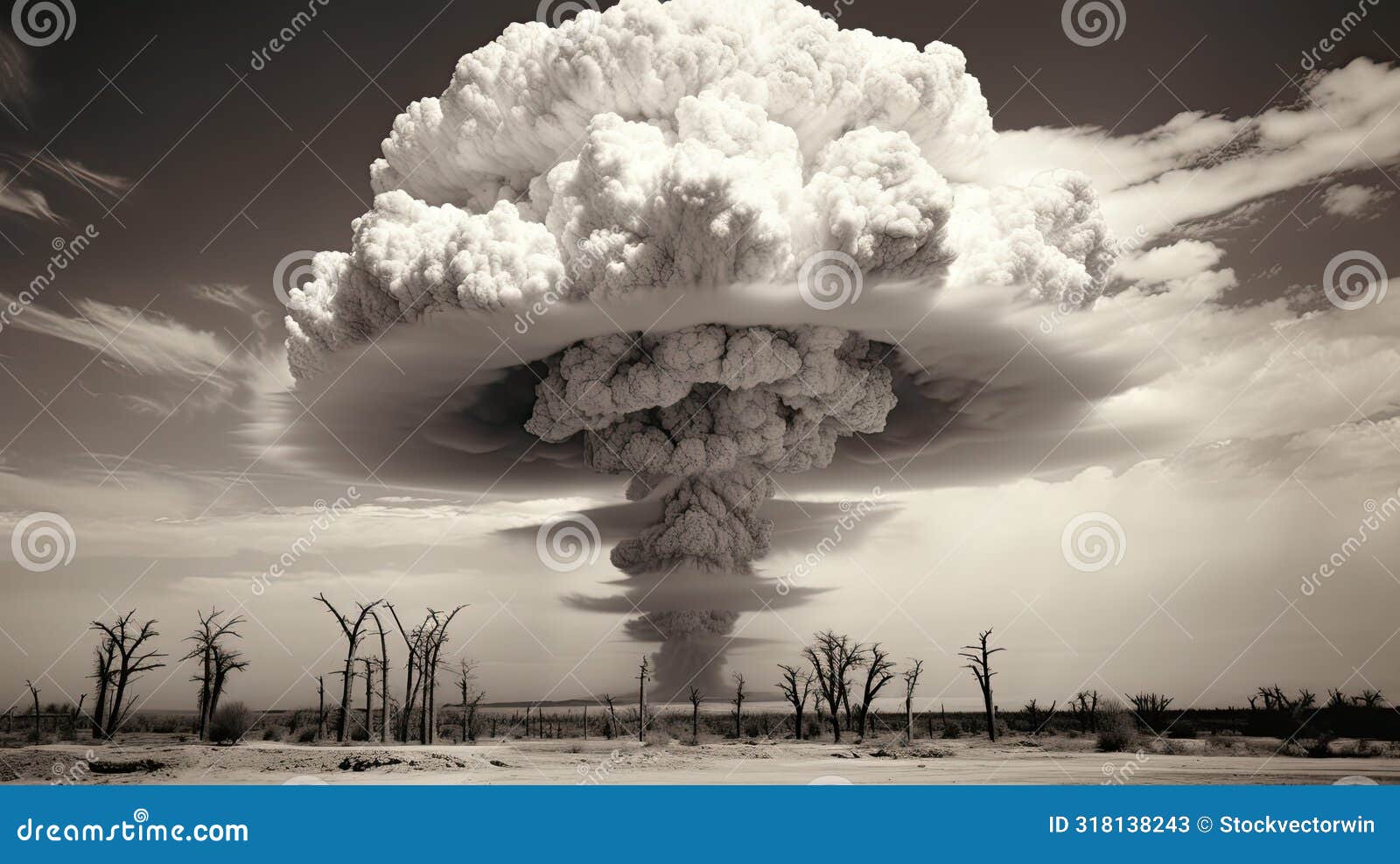 Devastation Atomic Bomb Cloud Stock Illustration - Illustration of ...